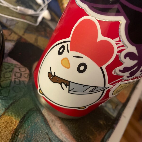 Chicken With a Knife Sticker - Etsy