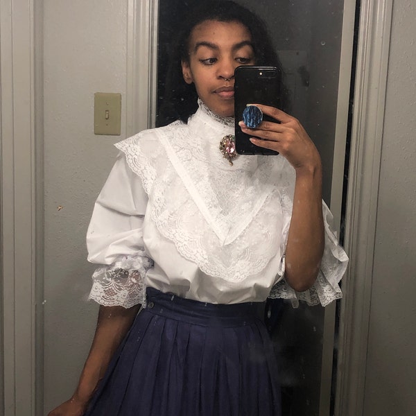 Victorian Ruffle Lace & Ribbon Blouse - Etsy