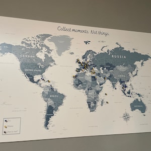 World Map Push Pin, Large Push Pin Map, World Map Pin Board, Cork World ...