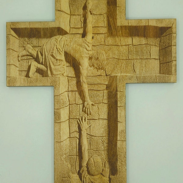 Digital Engraving File -jesus Cross Well 3D Illusion File for Wood ...