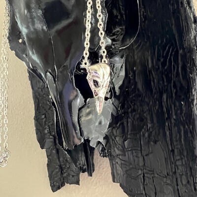 Morgana Necklace Choker Bird Skull Lariat Pendant Witchy Goth Gothic ...