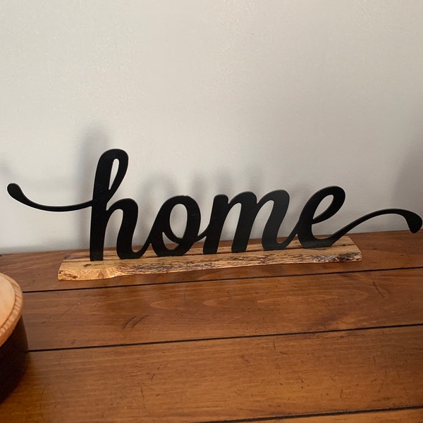 Home Sign - Home Wall Art - Rustic Metal Script Sign - Metal Sign ...