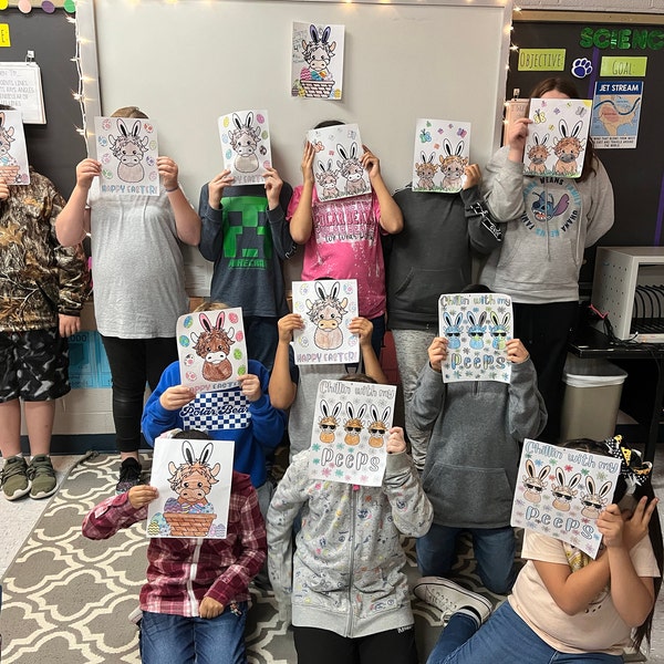 Easter Cow Coloring Pages Highland Cow Easter Printable Instant ...