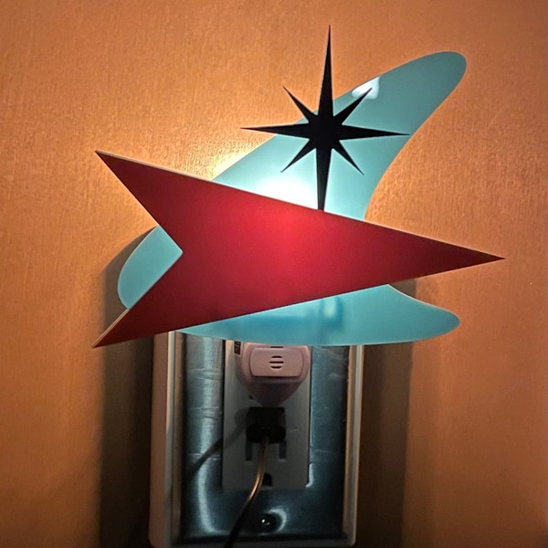 Mid Century Modern Night Light | "atomic Boomerang" Design | Retro ...