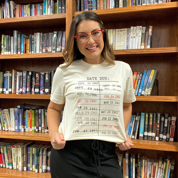 Vintage Library Due Date Card Tshirt Gift for Reader, Bookworm Shirts ...
