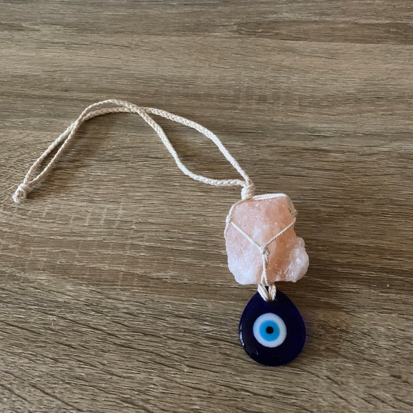 Himalayan Salt X Evil Eye Car Charm, Evil Eye Charm, Rearview Mirror ...