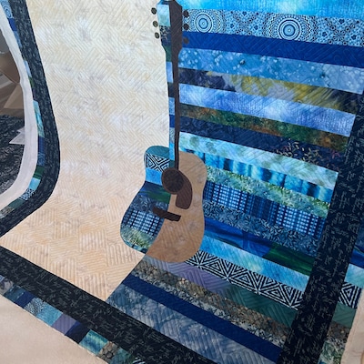 Guitar Applique Quilt Pattern, beautifully Acoustic 67 X 57 Twin ...
