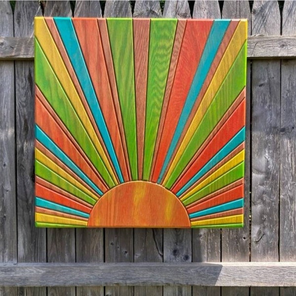 Fractal Burned Sunburst, Rustic Wooden Wall Art - Etsy