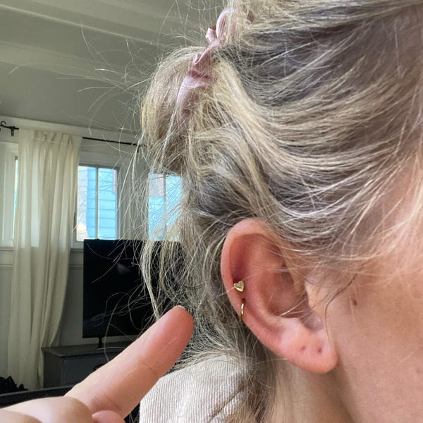 14K Solid Gold Skull Tragus Piercing,tragus Piercing, Daith Piercing, Stud Ear Piercing, 14K ...