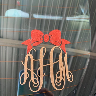 Fancy Monogram Decal Glitter Bow Decal Monogram Decal Yeti Cup Decal ...