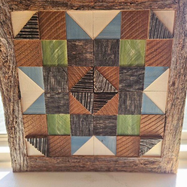 Wood Block Wall Art/small Wood Quilt Square/wall Decor Barnwood Quilt ...