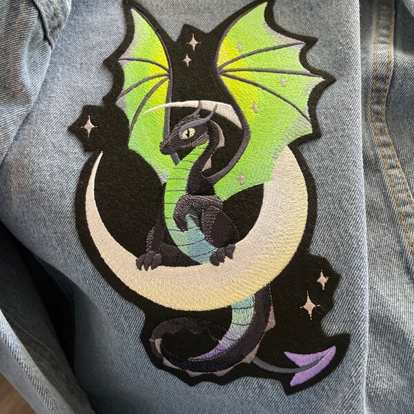 Lunar Moon Dragon Fantasy Iron on Embroidery Patch Mtcoffinz - Choose ...