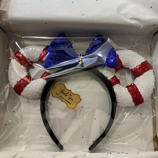 Cruise Line Buoy Mouse Ears | Cruise Line Ears | Lifebuoy Ears | Sequin ...