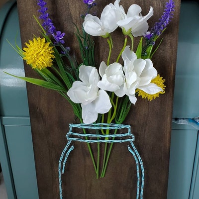 Mason Jar Flower Vase String Art Floral Decor Seasonal Decor Spring ...