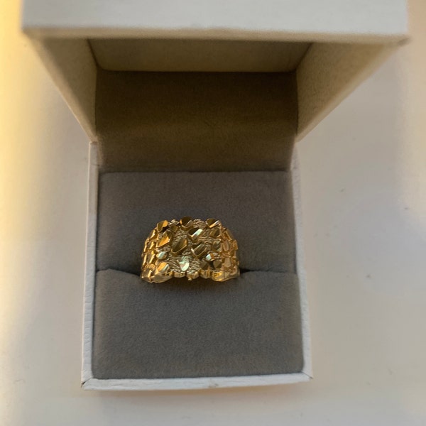 10k & 14k Solid Gold Nugget Smashed Vintage Diamond Cut Square Vintage ...
