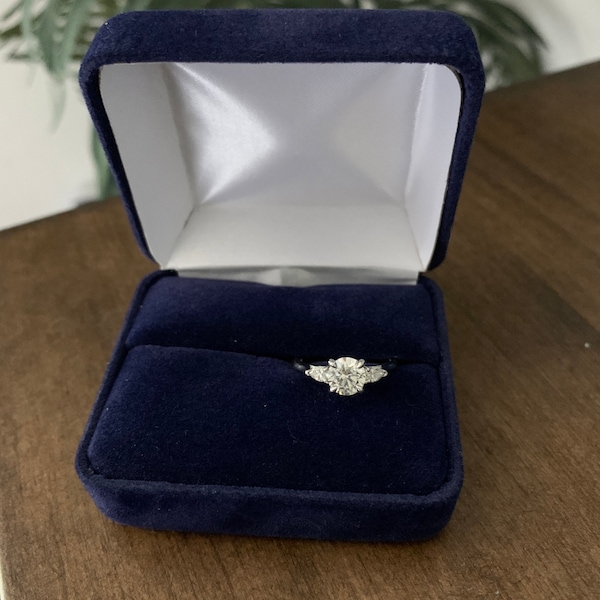 Grey Velvet Double Ring Box, Box for Two Rings, Wedding Ring Box, Ring ...