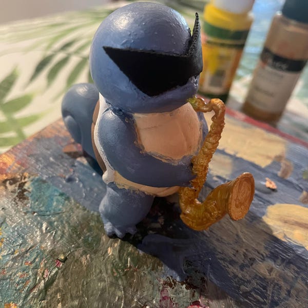 Squirtle Saxophone Figure (3D Printed), Pokemon Fan Gift, Viral Meme ...