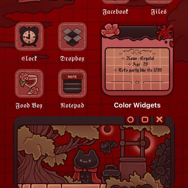 Bat Vampire App Icon Set: Kawaii Phone Theme and Widgets(ios/android ...