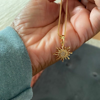 Sunshine Necklace, Sun Gold Necklace, Sunny Necklace, Celestial ...