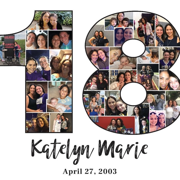18th Birthday Photo Collage, Number 18 Pictures Collage, Anniversary ...
