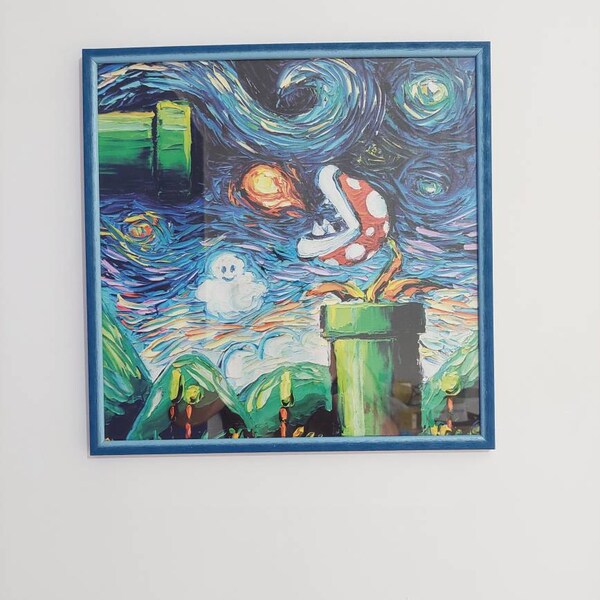 Van Gogh Mario Printed, Van Gogh Canvas Art, Modern Starry Night ...