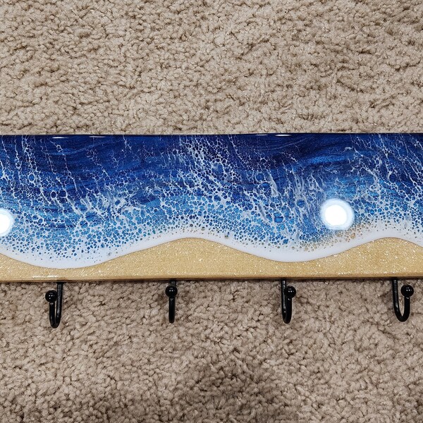 Ocean Themed Lazy Susan, Epoxy Resin Waves Turntable, Coastal Table ...