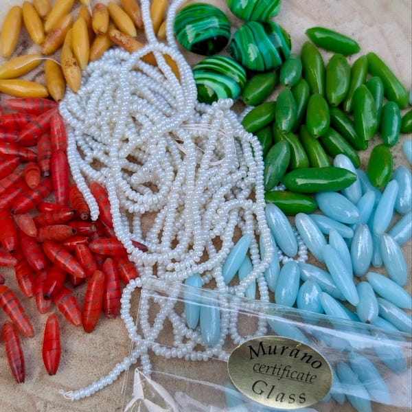 Rare Ercole Moretti Ground Chevron or Rosetta Bead, Vintage Art Deco ...