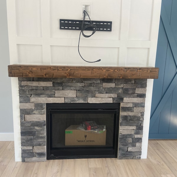 Rustic Hand Hewn Fireplace Mantel - Distressed Wood Mantle, Custom Size ...