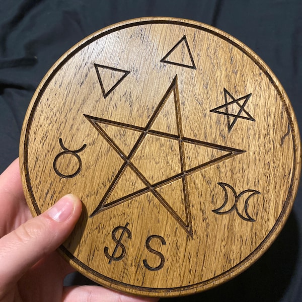 GARDNERIAN WICCA PENTACLE - Witchcraft Altar Pentacle Carved in Solid ...