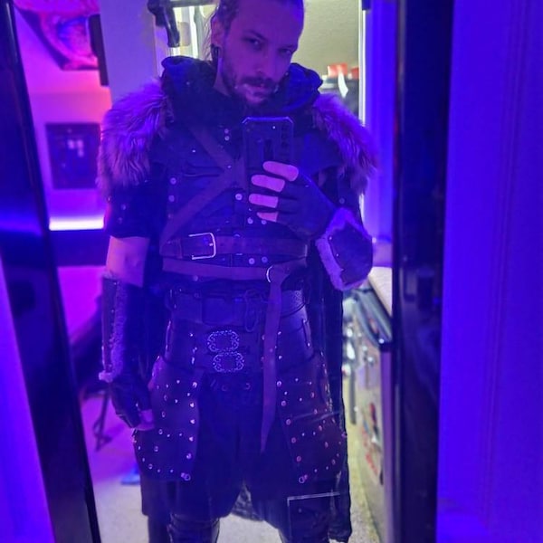 Costume Leather Set Larp Ranger, Pauldrons Gorget Bandolier Bracers ...