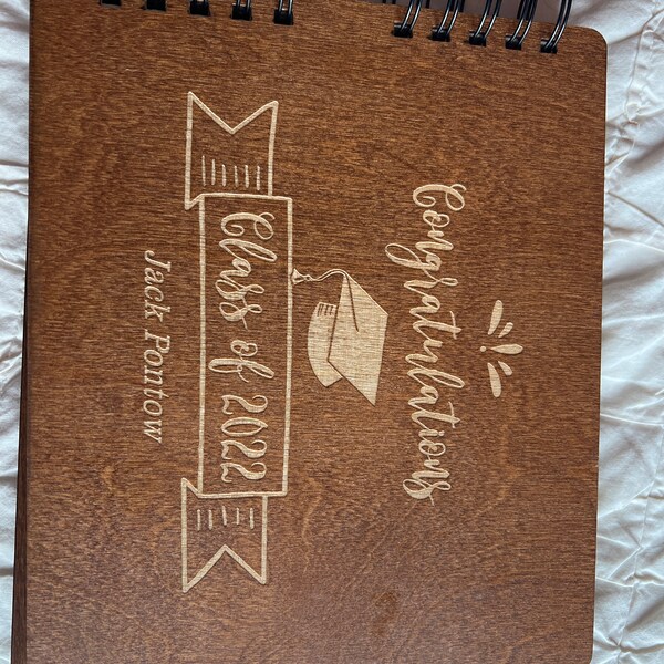 Wooden Graduation Guest Book Grad Gifts Rustic Personalized Class of ...