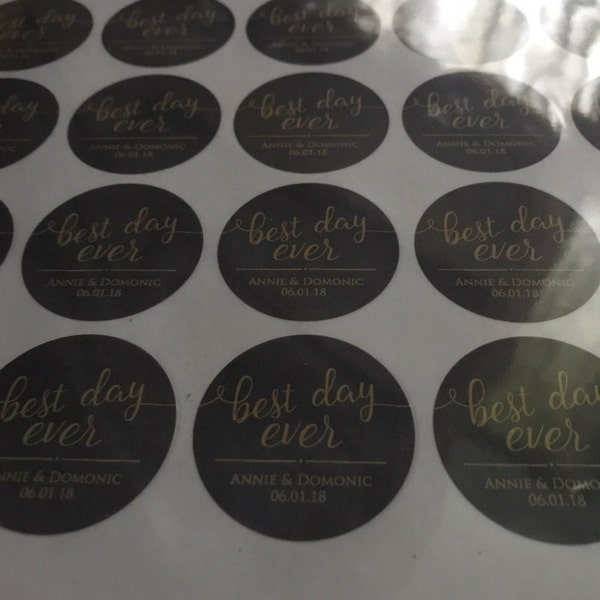 Wedding Stickers - Best Day Ever Stickers Wedding Favor Labels Gold ...