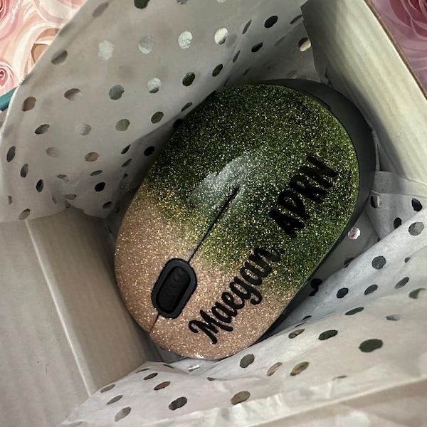 Glittered Computer Mouse, Personalized Wireless Mouse, Custom Computer ...