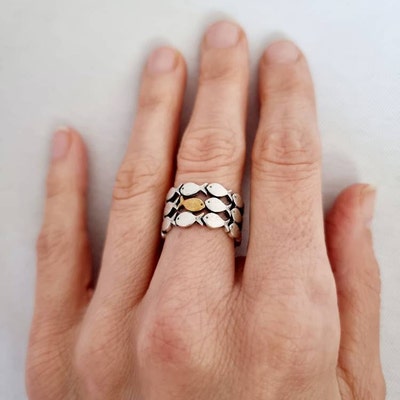 Swimming Against the Current. Sterling Adjustable Ring. School of Fish ...