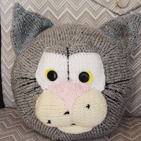 Cushion Tom Cat Face Shaped, Home Decoration, Soft Baby Toys Knitting ...