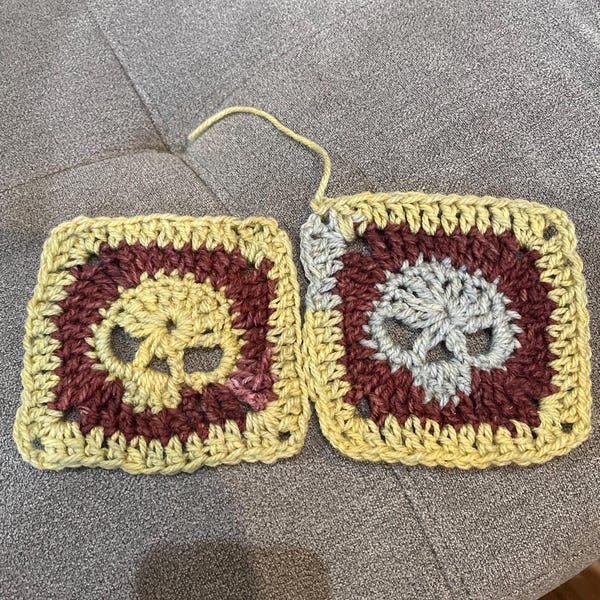 Spooky Skull Granny Square Crochet Pattern - With DIAGONAL Option - Etsy