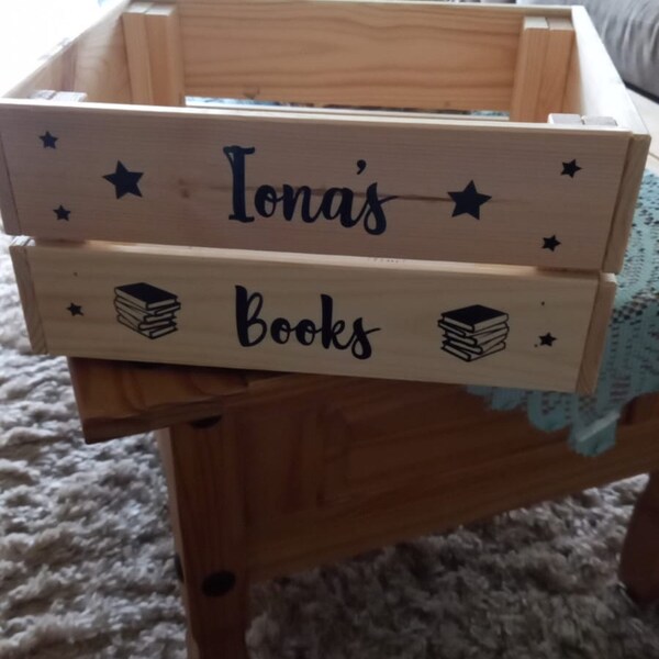Personalised Book Crate - Little Library - Story Book Box ...