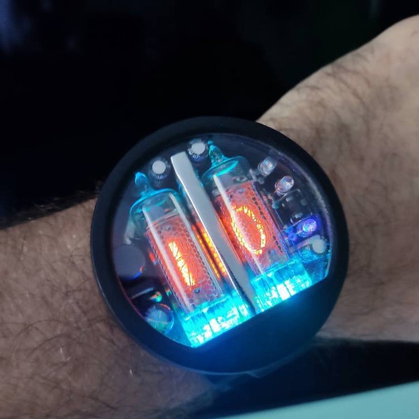 Nixie Tube Wrist Watch Wristwatch Clock Green Neon Tubes IV-3 Nixoid ERA VFD Futuristic Metro ...
