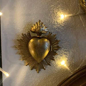 Sacred Heart, Milagro Heart, Antique Gold Heart Box, Catholic Heart ...