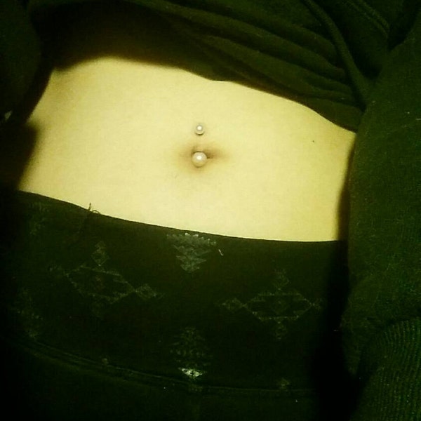 Pearl Belly Ring - Pearl Belly Button Ring, Pearl Bellybutton Ring ...
