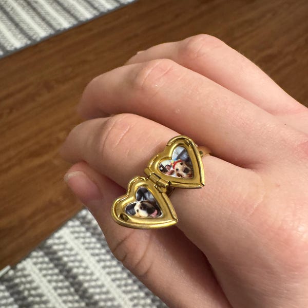 Heart Locket Ring With Photo, Picture Heart Locket, Vintage Locket Ring ...