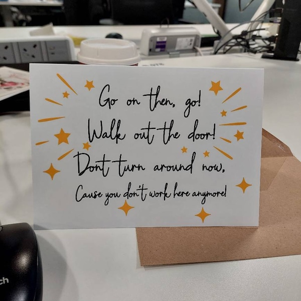 New Job Card - Funny Lyrics Good Luck Card, Co-worker Card ...