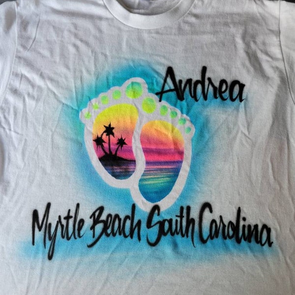 Airbrushed Airbrush Custom Beach Scene Wave Jamaica Colors Sunset T ...