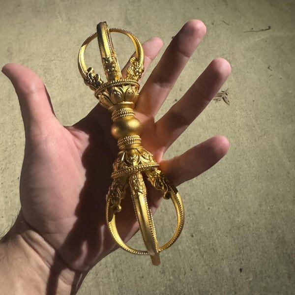 Large Brass Dorje Vajra Amulet, Tantric Buddhism Powerful Tool, Dorje ...