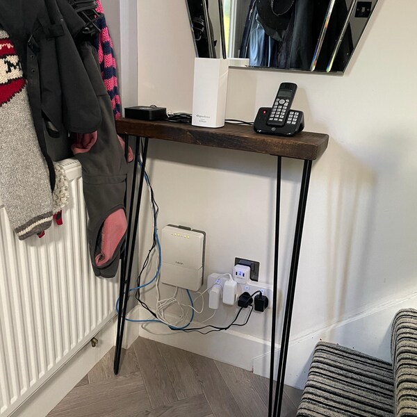 Omni Rustic Console Table With Black 3 Pin Hairpin Legs. (hallway Table ...