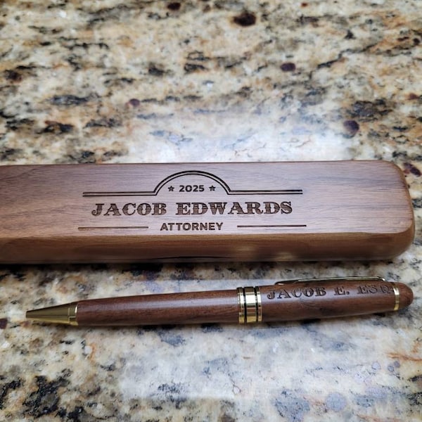 Custom Wood Pen Set, Wood Engraved Pen Holder, Personalized Gift for ...