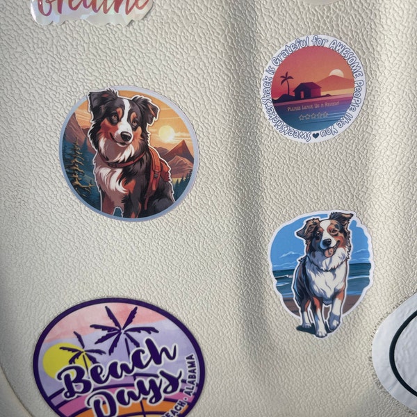 Waterproof Sticker Australian Shepherd Aussie Dog Chillin’ on an Ocean ...