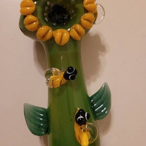 Sunflower Glass Pipe Girly Bee Pipes Beautiful Girly Pipe - Etsy