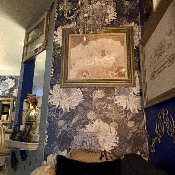 Elegant Blue Floral Wallpaper With Large Chrysanthemums for ...