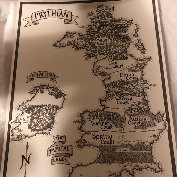 Print of Hand Drawn Prythian Map, ACOTAR, Hand Drawn Fantasy Map ...
